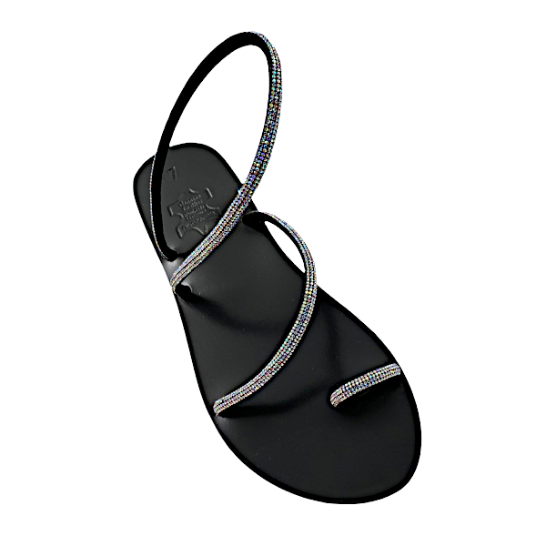 Οικολογικά Δερμάτινα Σανδάλια Αντίπαρος Μαύρο / Crystal Ab (limited ...